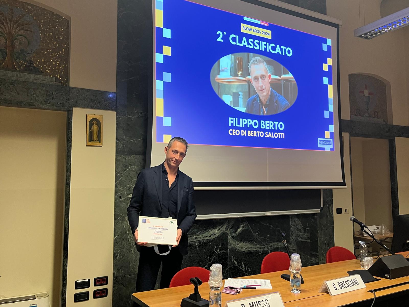 Il CEO BertO premiato da Slow Brand Festival 2024